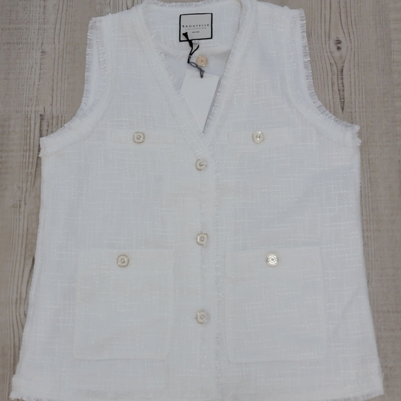 bagatelle | Jackets & Coats | Nwt Bagatelle White Textured Vest With ...